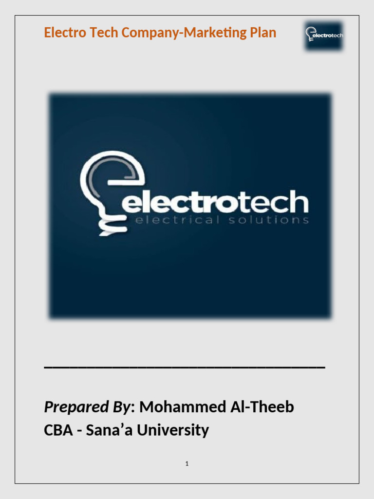 Marketing Plan For Electrical Company | PDF