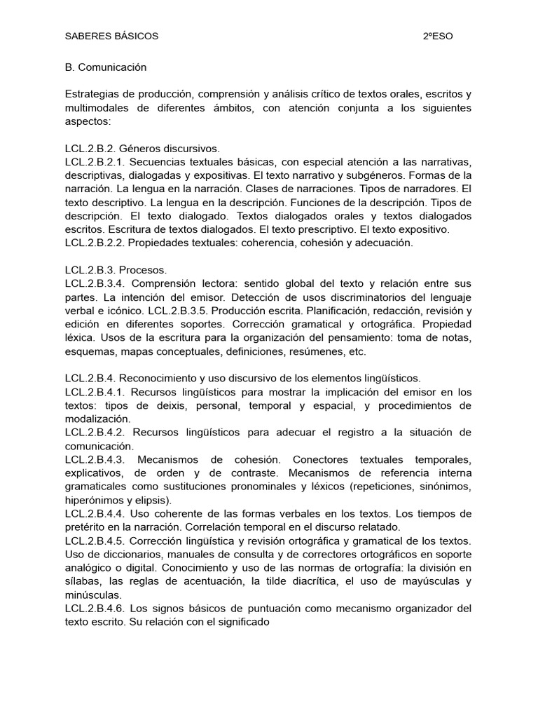 Saberes Básicos - 2eso | PDF