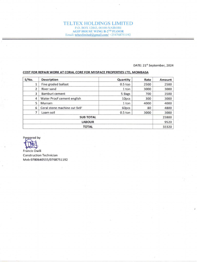 Repair Quotation | PDF
