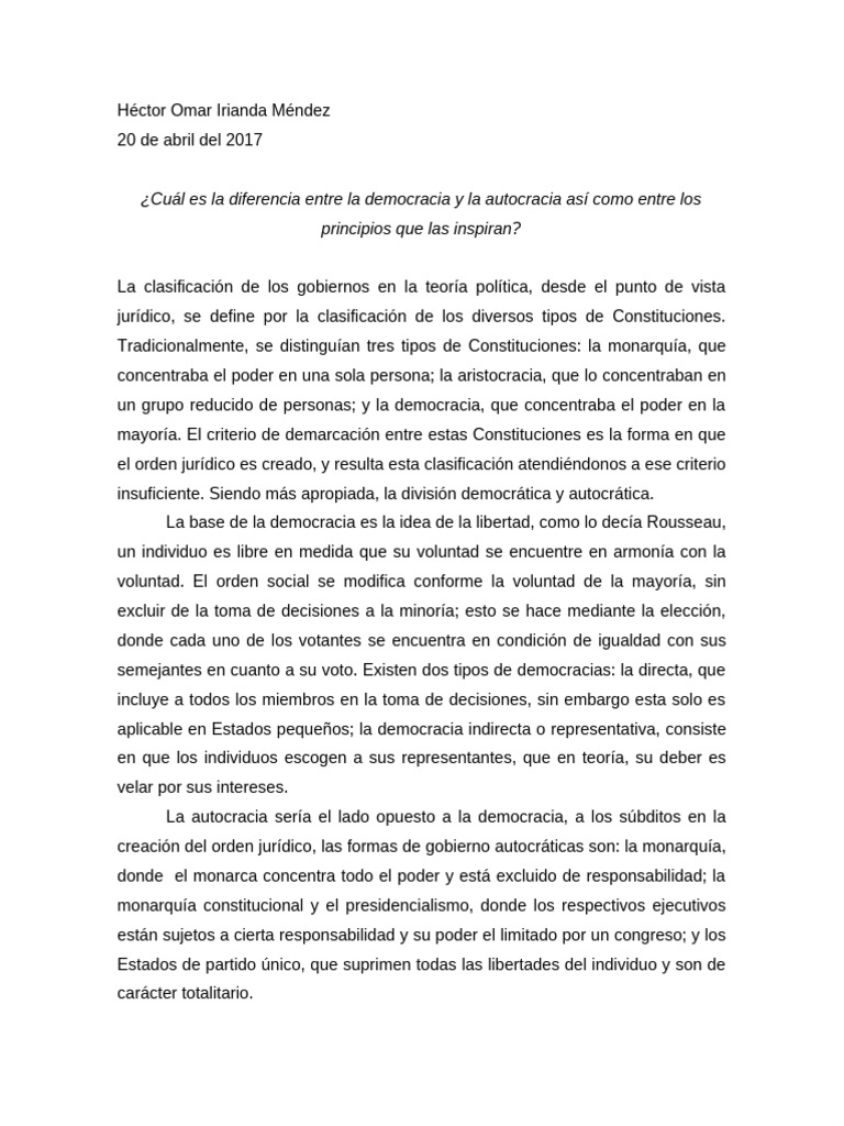 Democracia y Autocracia | PDF