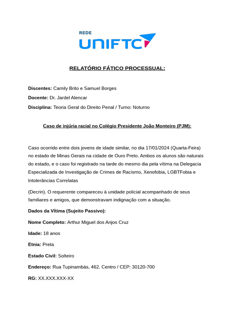 Relato Fático - Direito Penal | PDF