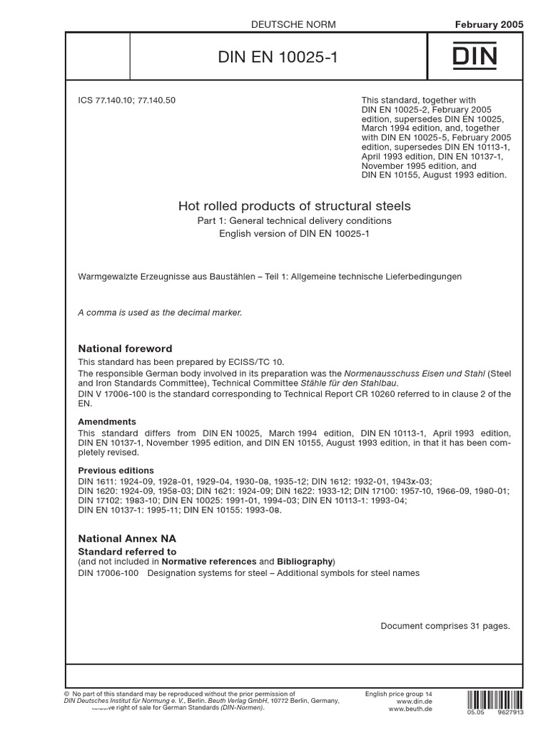 Din en 10025-1 | PDF