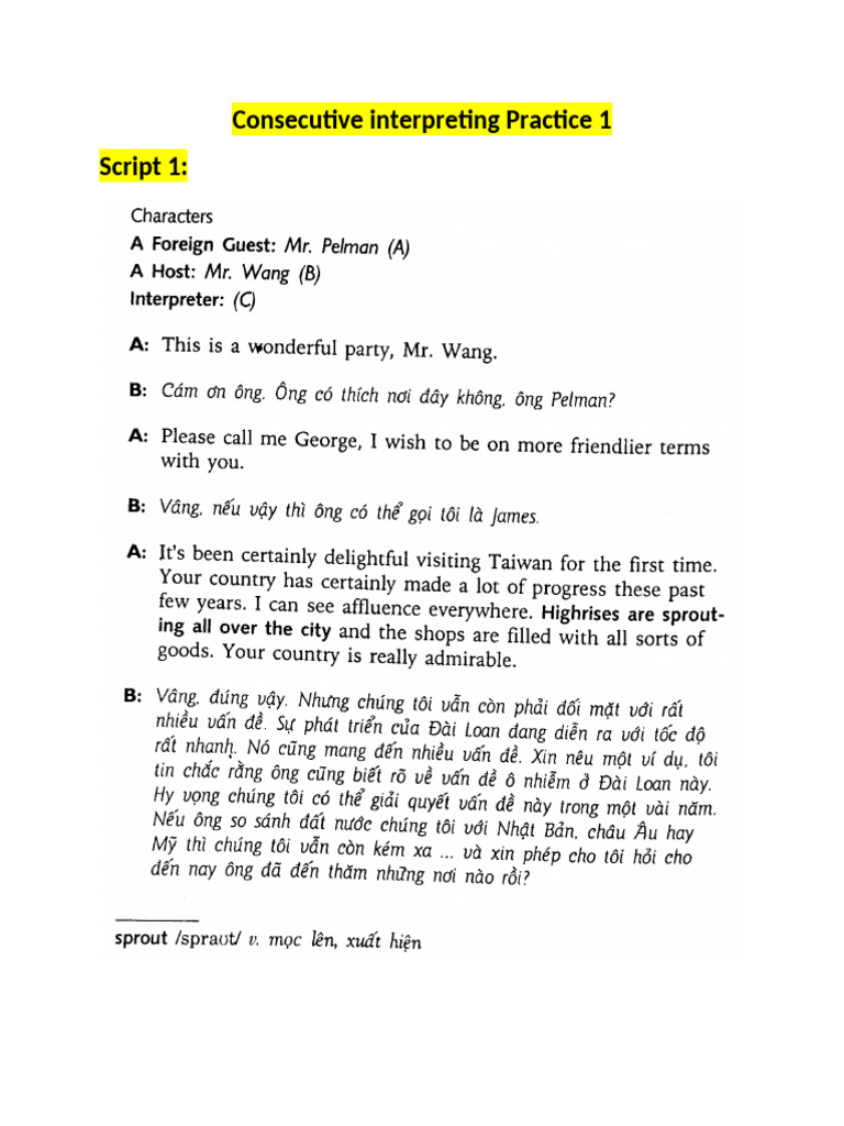 Consecutive interpreting Practice 1 | PDF