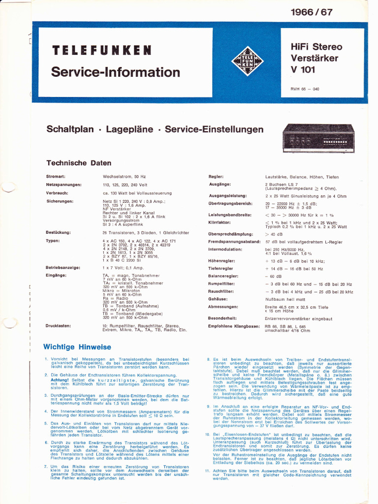 Telefunken v101 SM de | PDF