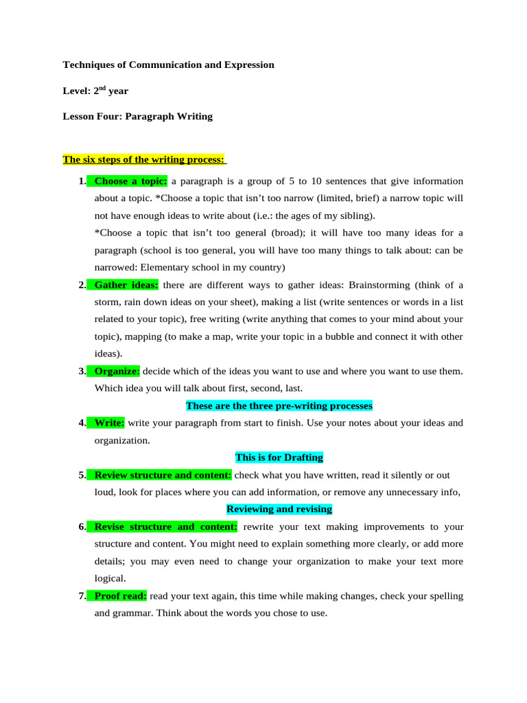 Lesson 4 Paragraph Writing | PDF