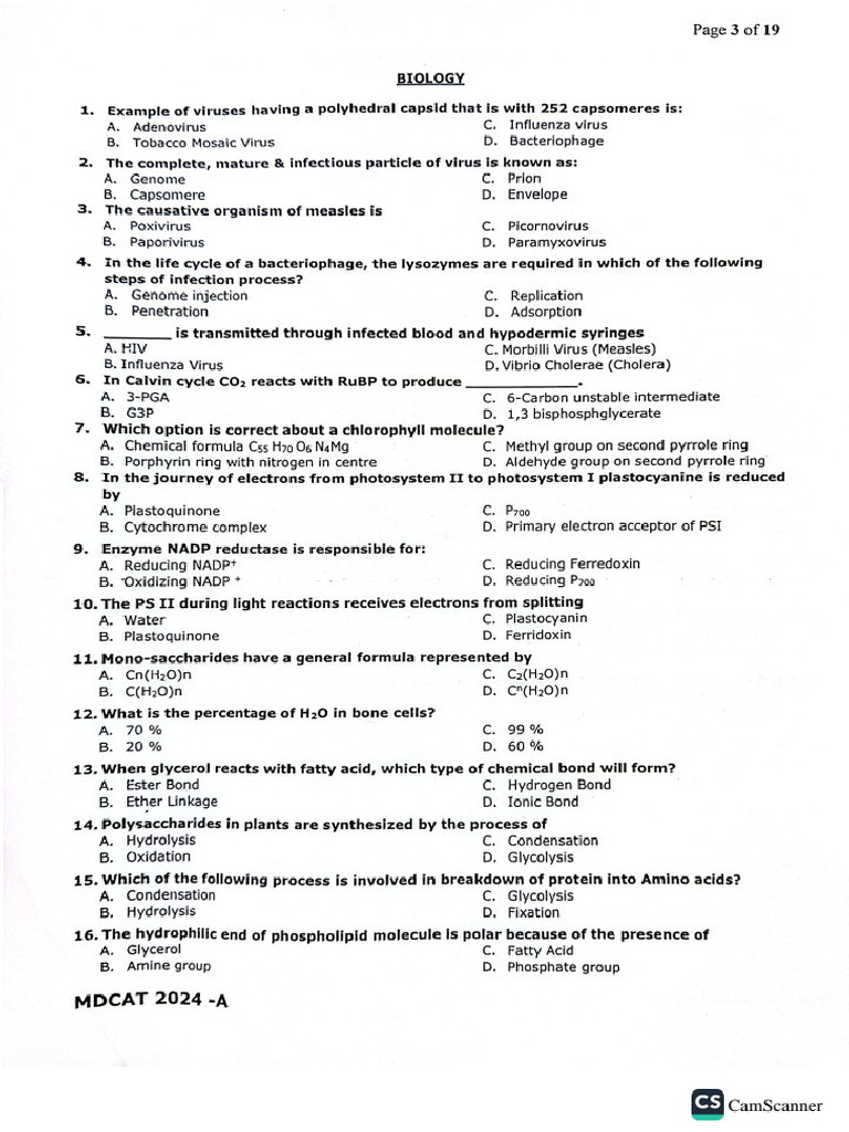 Mdcat 2024 PDF + Key | PDF
