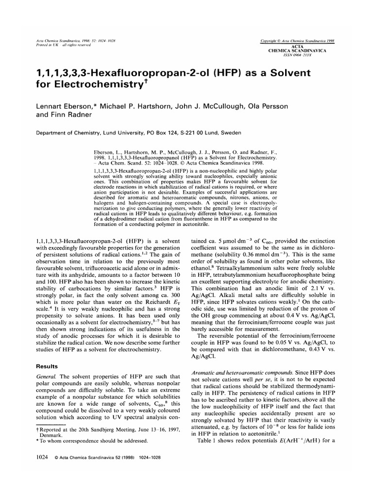 1,1,1,3,3,3-Hexafluoropropan-2-Ol (HFP) As A Solvent For ...
