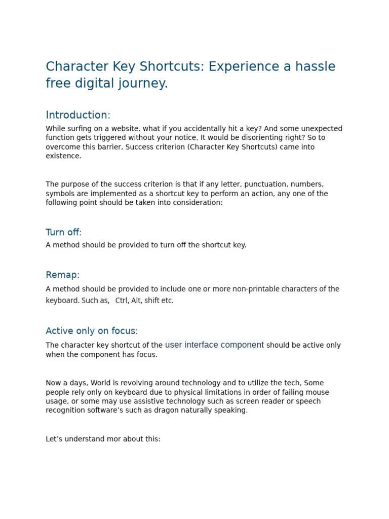 Character Key Shortcuts 1 | PDF