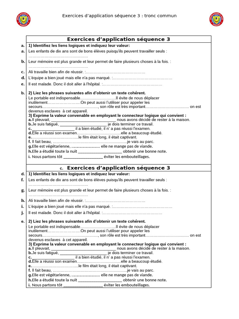 Exercices D'application Se 3 | PDF