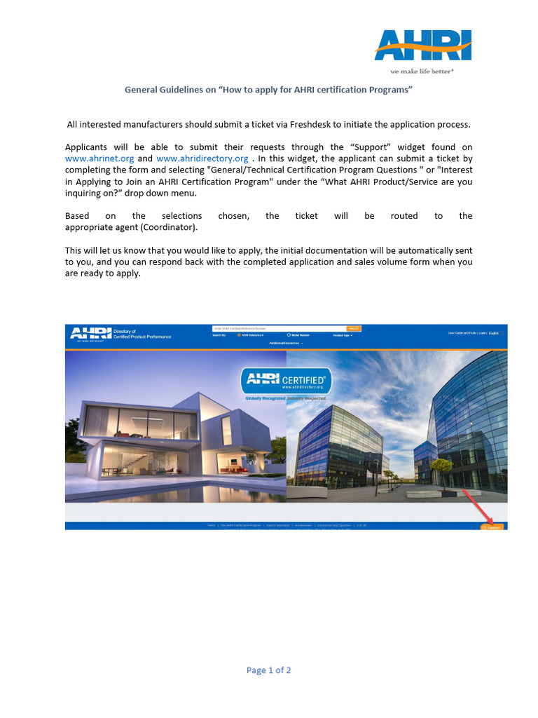 How To Apply For AHRI Certification | PDF