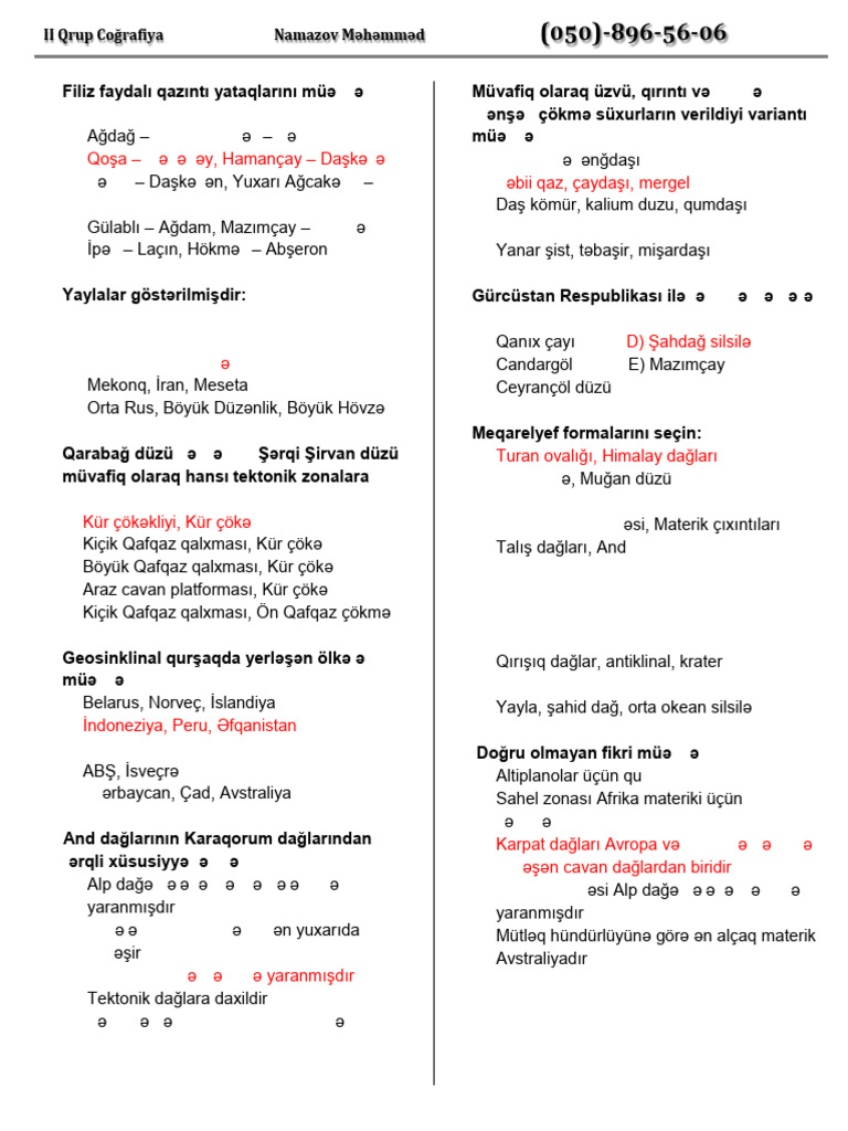 II Qrup Litosfer-Relyef-3 2025 CVB | PDF