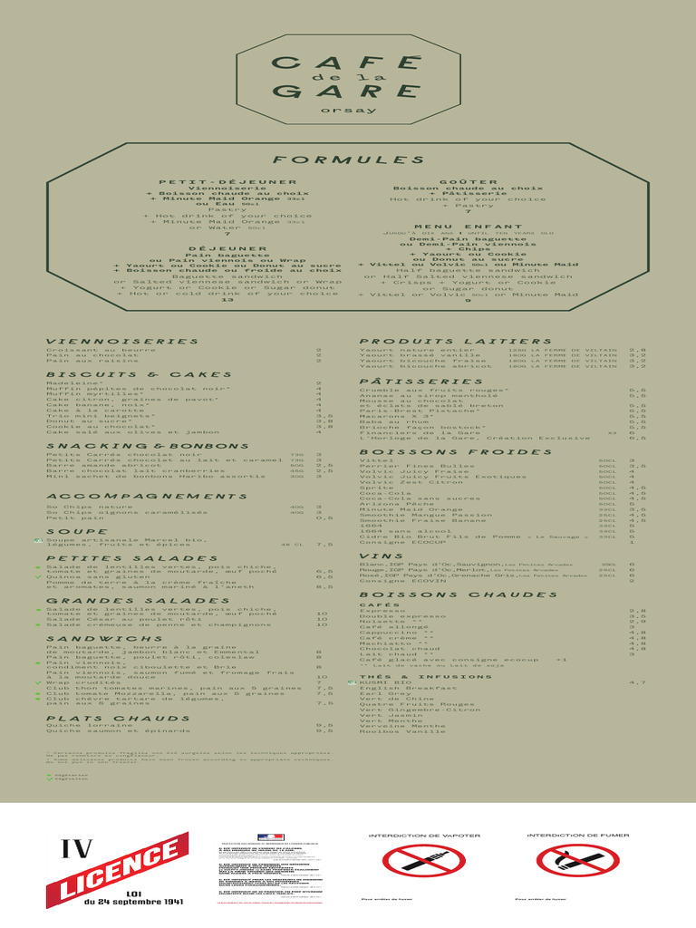 Menu Cafe de La Gare | PDF