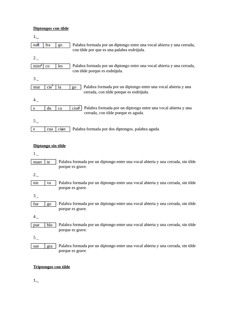 Diptongos Con Tilde | PDF