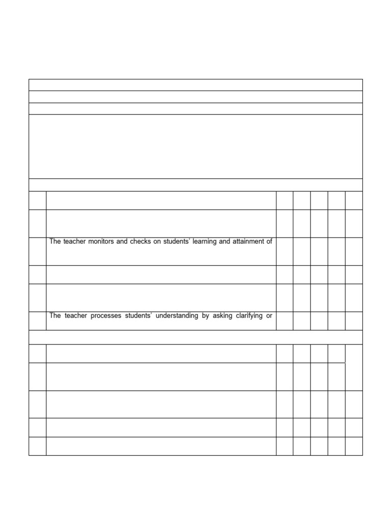 Classroom Observation Form | PDF