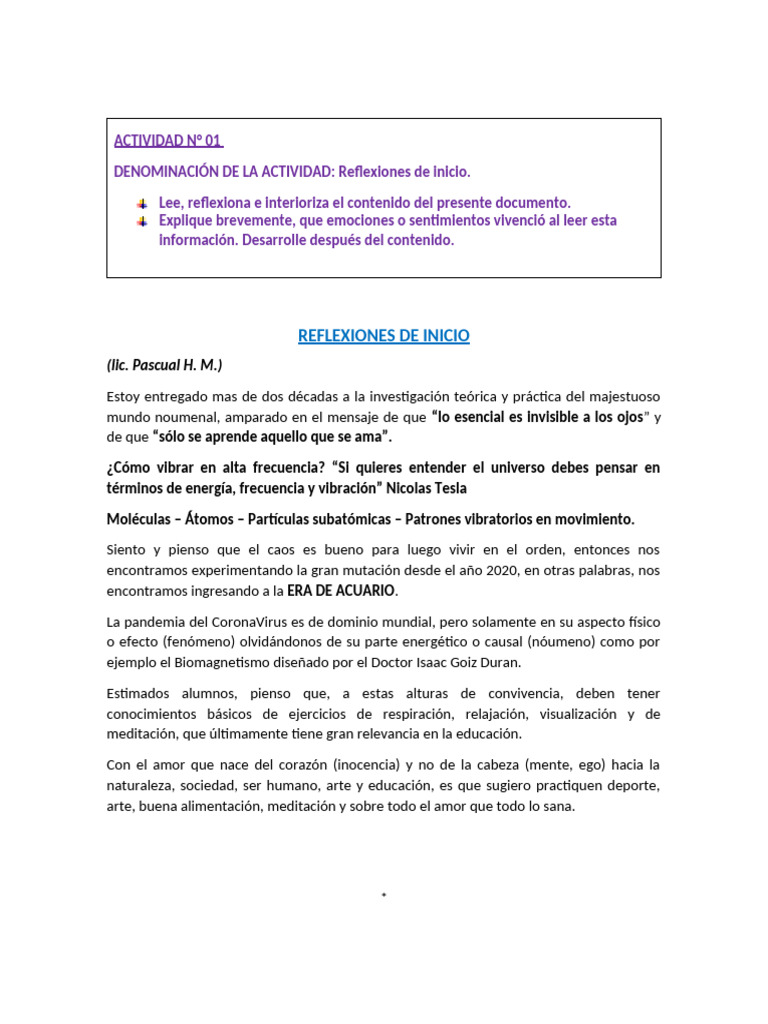 Act 1 U1-Reflexiones D Inicio 2024-II | PDF