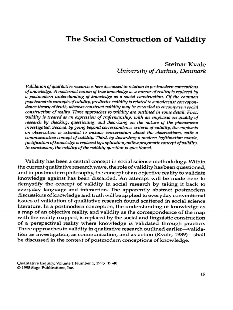 The Social Construction of Validity | PDF
