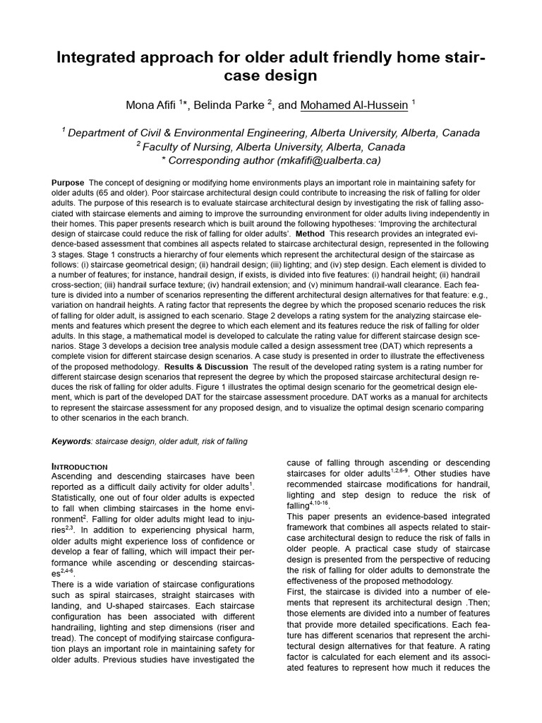 Integrated Approach For Older Adult Friendly Home Stair-Case Design | PDF