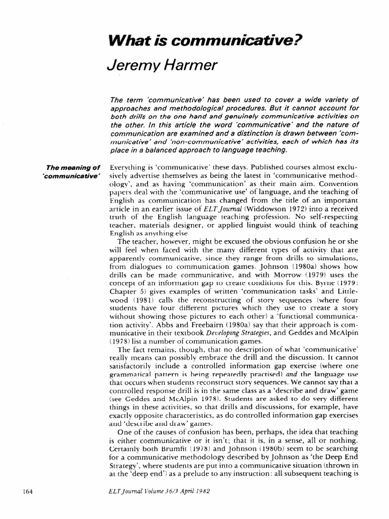 What Is Communicative - Jeremy Harmer | PDF