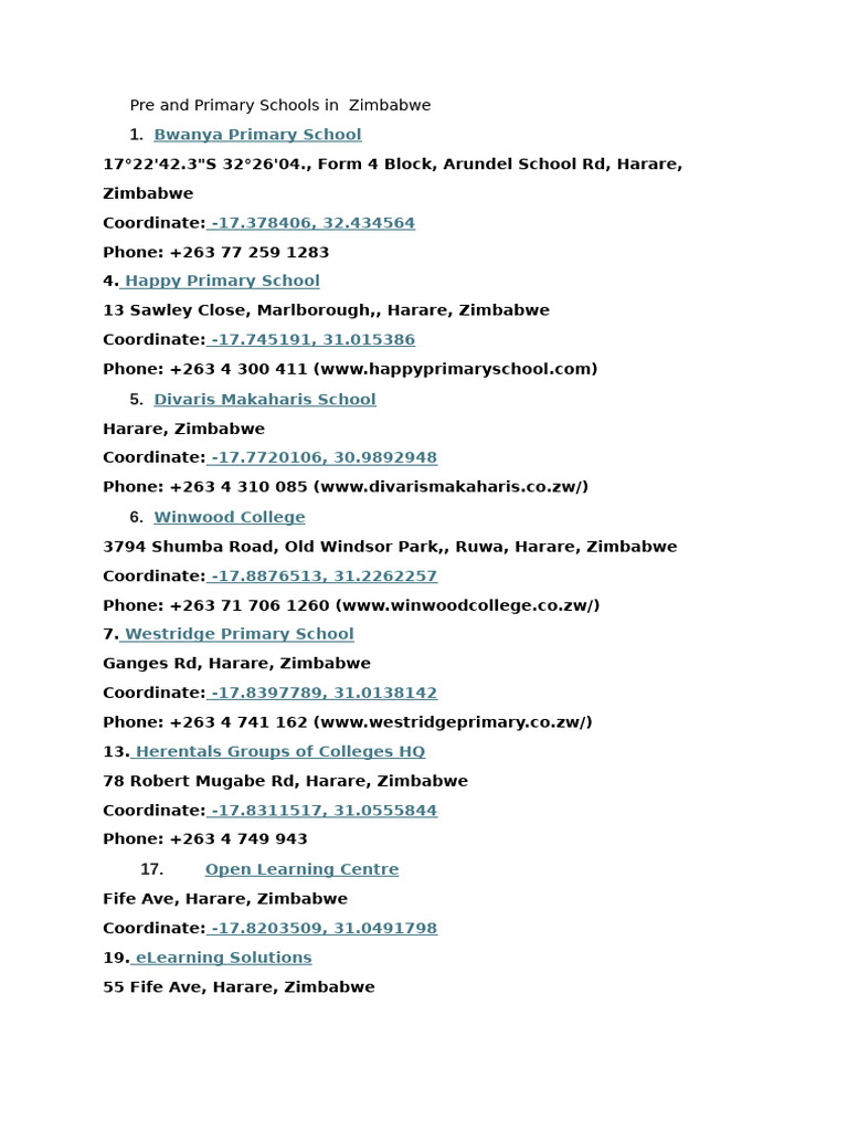 List of Primary Schools | PDF