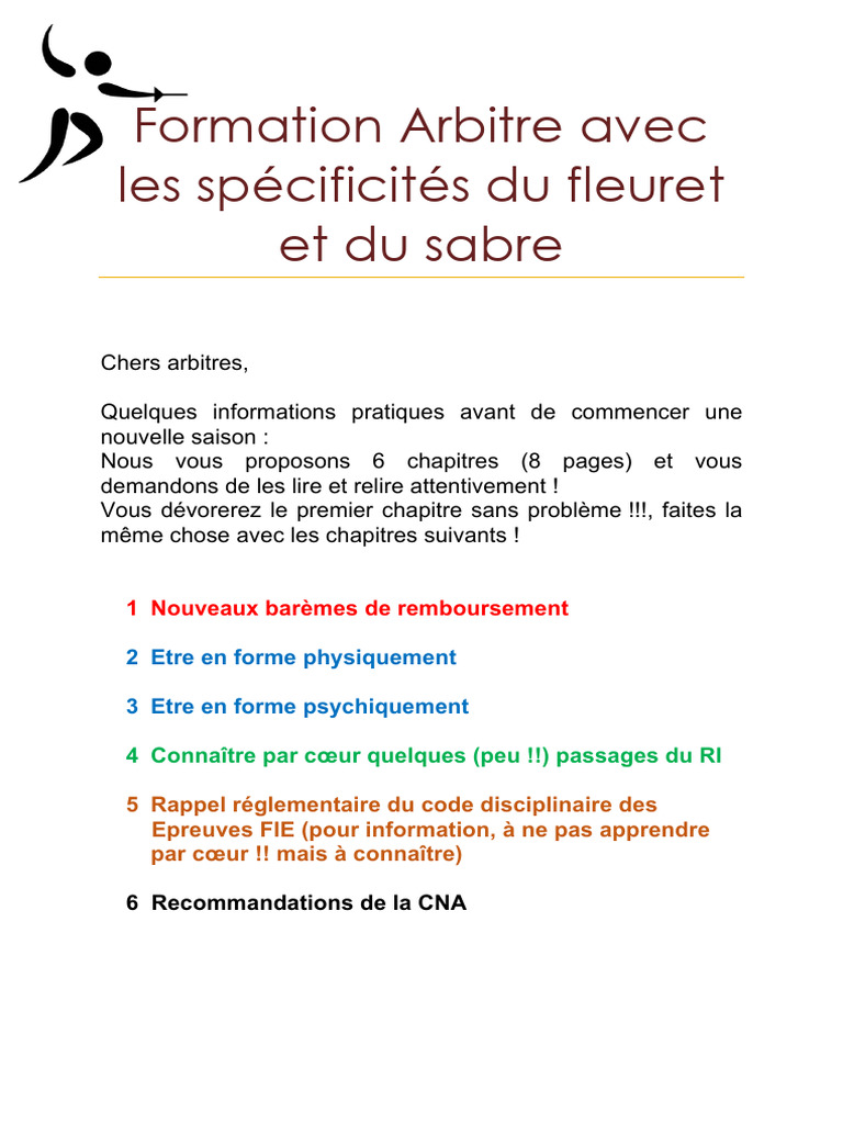 Formation Arbitre Fleuret Sabre1496506219 | PDF