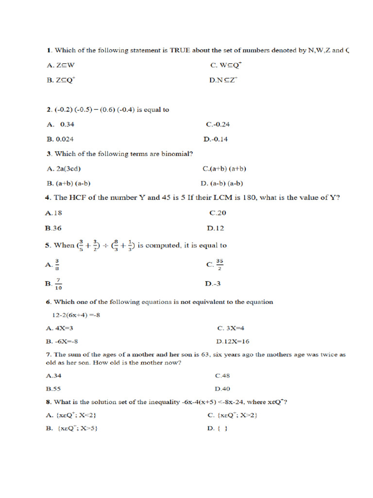 Grade 8 Model ExamN | PDF