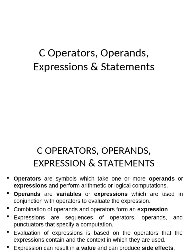c programming operator - I | PDF