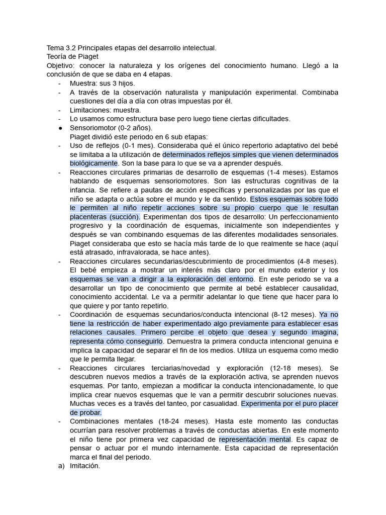 Tema 3. Principales Etapas Del Desarrollo Intelectual | PDF ...