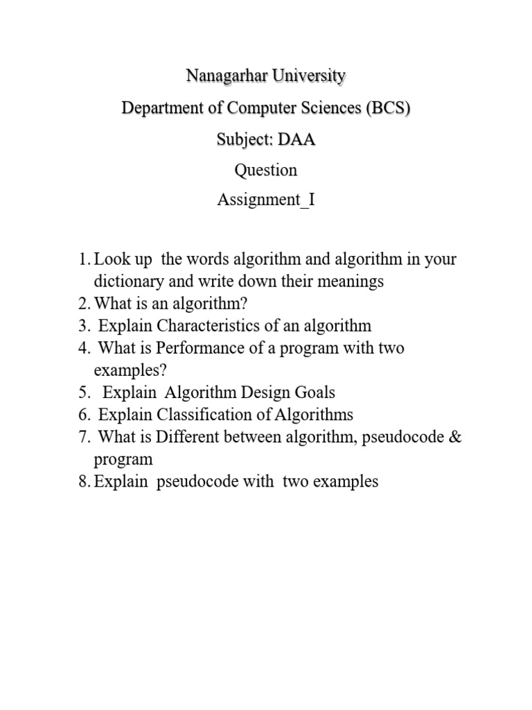 DAA Assignment I | PDF