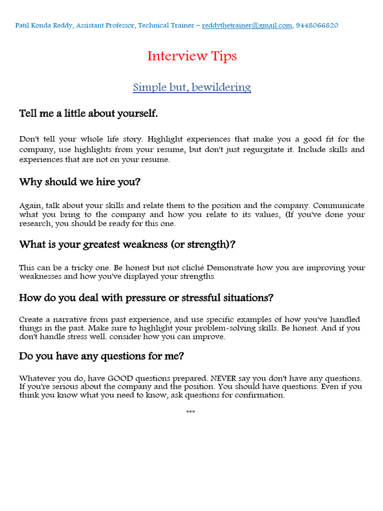 Interview Tips | PDF