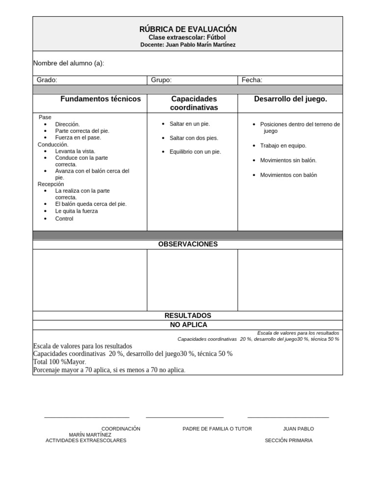 Rúbrica de Evaluación No Aplica | PDF