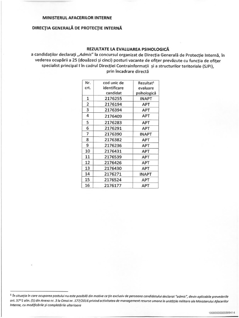 Rezultate Evaluare Psihologica DC | PDF
