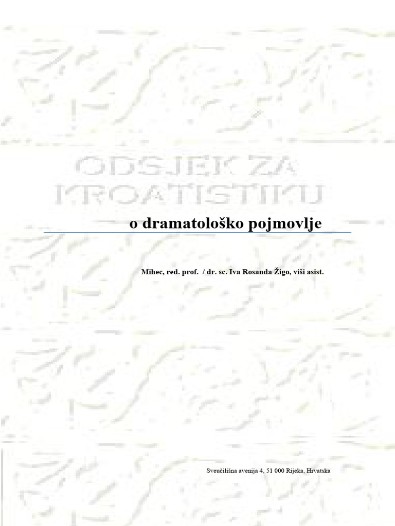 Osnovno Dramaturško Pojmovlje | PDF