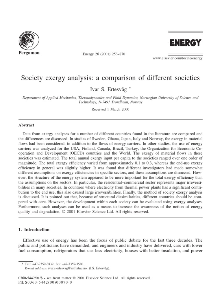 Society Exergy Analysis A Comparison of Different Societies | PDF ...