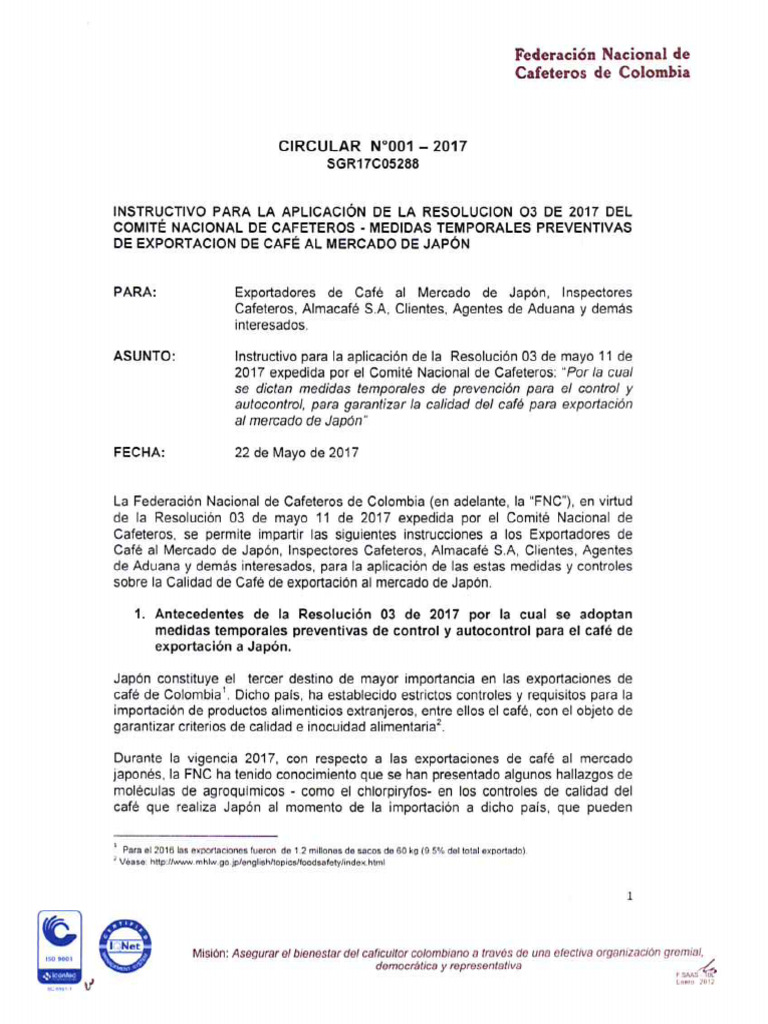 Circular No 001 2017 Instructivo para Aplicación Resolucion 003 2017 | PDF