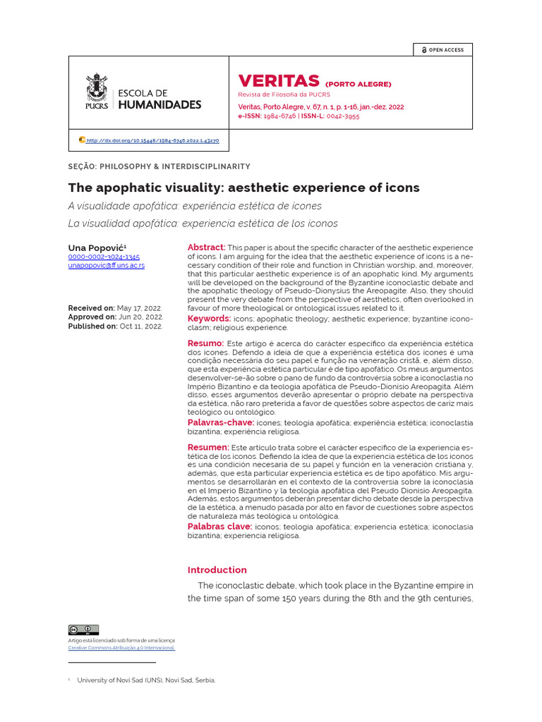 The Apophatic Visuality | PDF