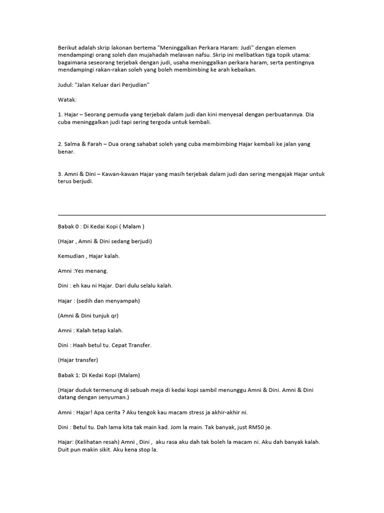 SKRIP SKETSA LAKONAN PEMBINAAN AKHLAK | PDF