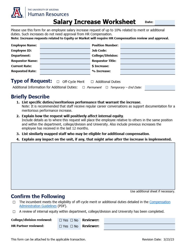 Salary Increase Worksheet | PDF