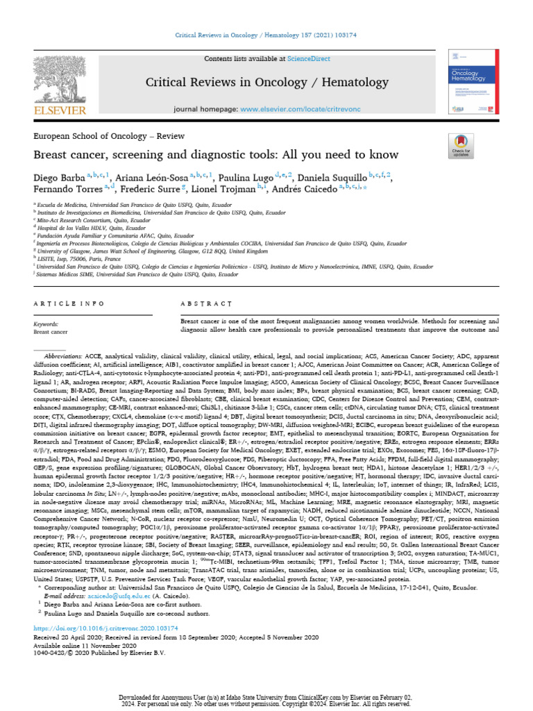 Explain Biomarker Terminology - Breast Cancer, Screening and Diagnostic ...