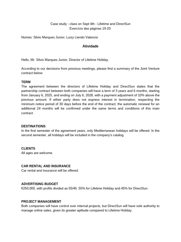 Case Study - Class On Sept 4th - Lifetime and Direct Sun | PDF