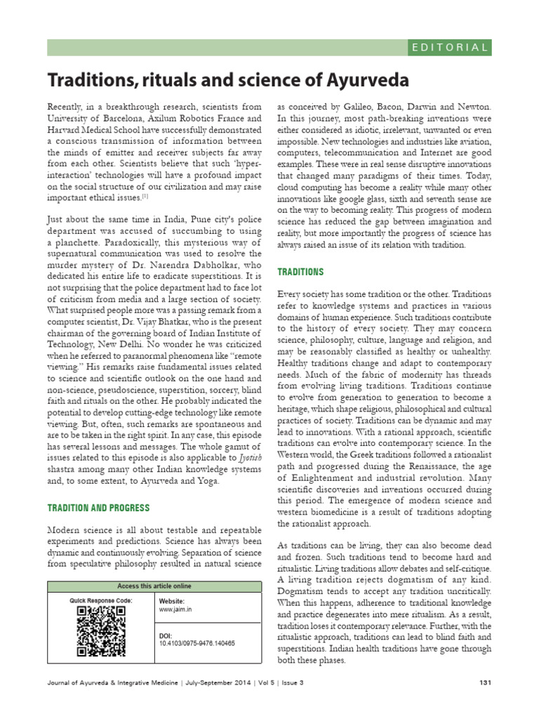 Ayurveda, Science, and Tradition Insights | PDF | Science | Medicine