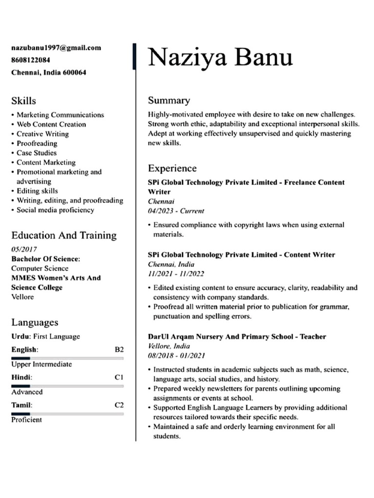 Naziya Resume 2 | PDF
