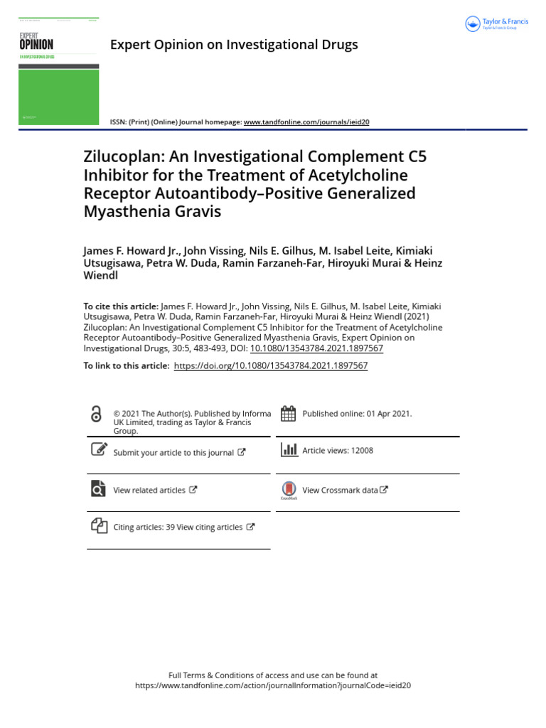 Zilucoplan An Investigational Complement C5 Inhibitor For The Treatment ...