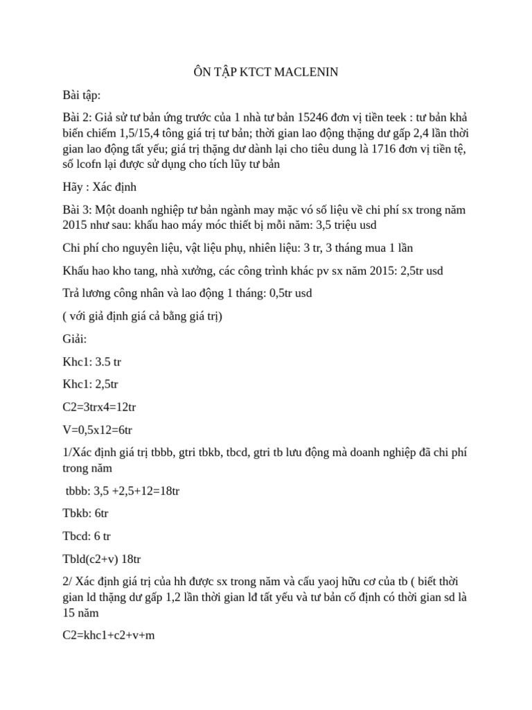 ÔN TẬP KTCT MACLENIN | PDF