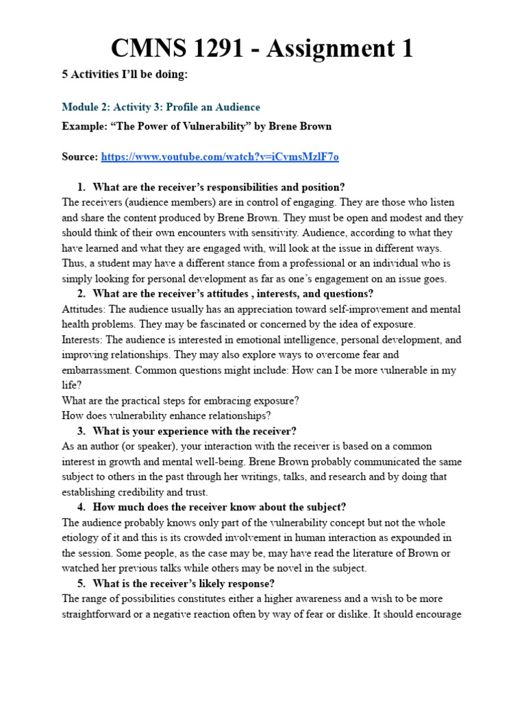 CMNS 1291 - Assignment 1 | PDF