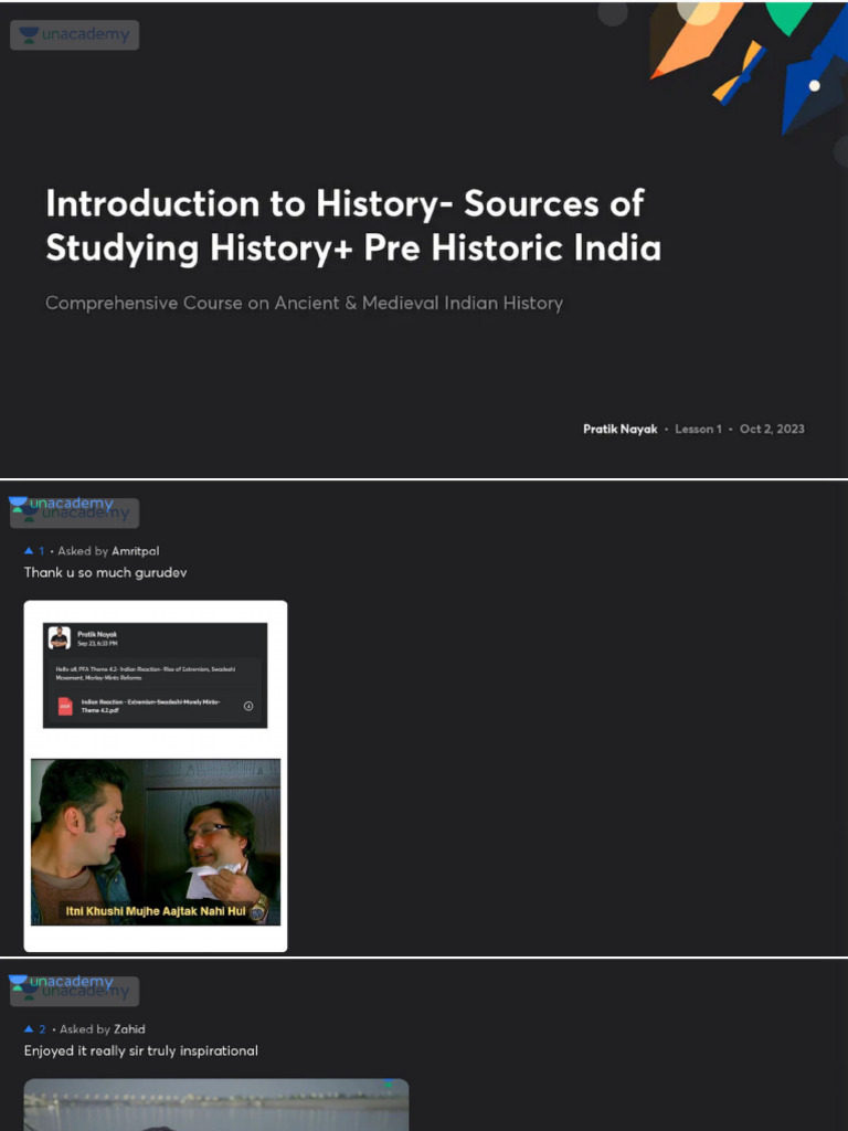 Introduction To History Sources of Studying History Pre Historic India ...