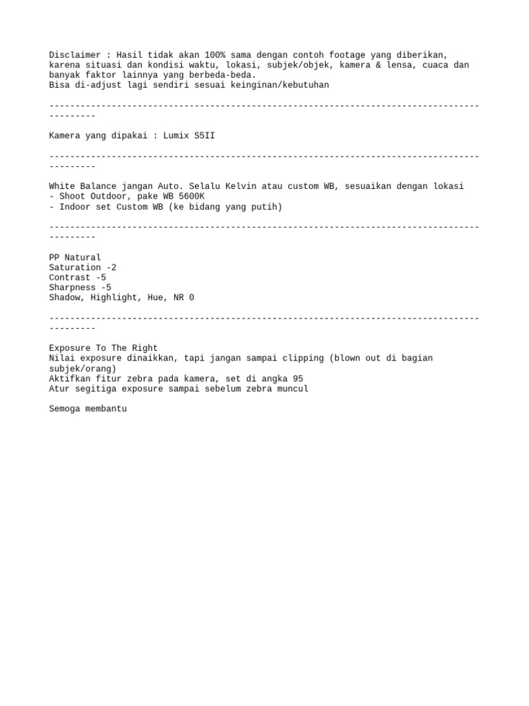 Settingan Kamera | PDF