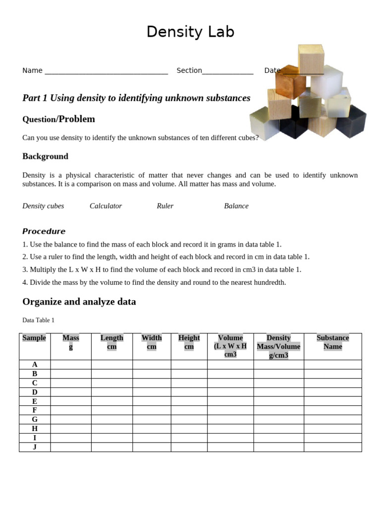 Density Block Lab | PDF
