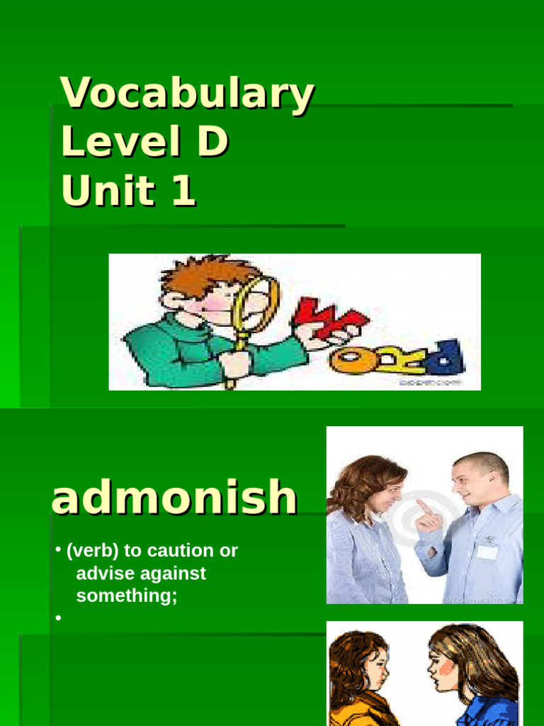 Grade Nine Vocabulary Level D Unit One Parts One and Two One | PDF