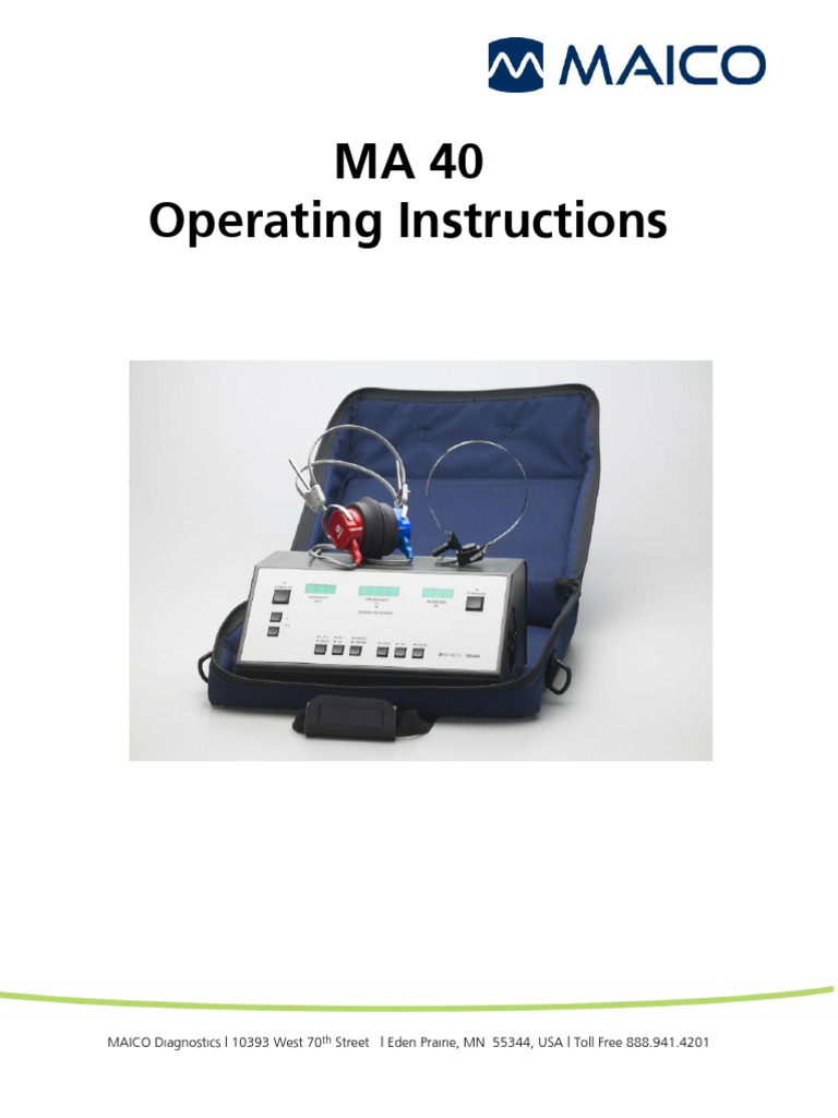 Maico MA40 Portable Audiometer M | PDF | Headphones | Home & Garden