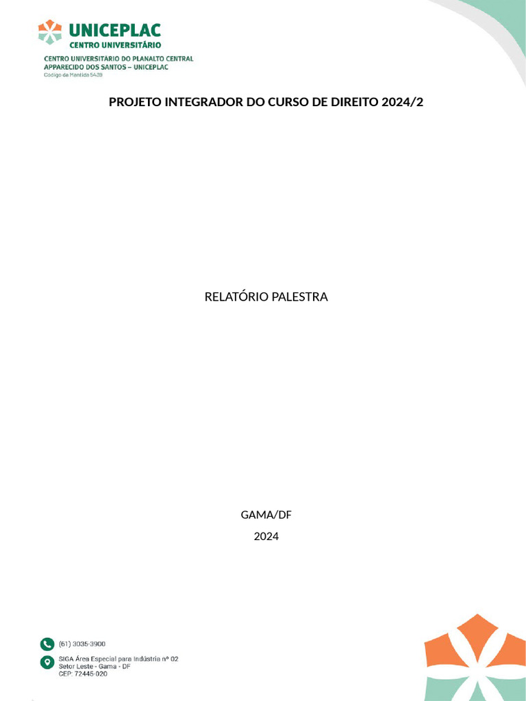 Template Relat&XF3 Rio Palestra | PDF